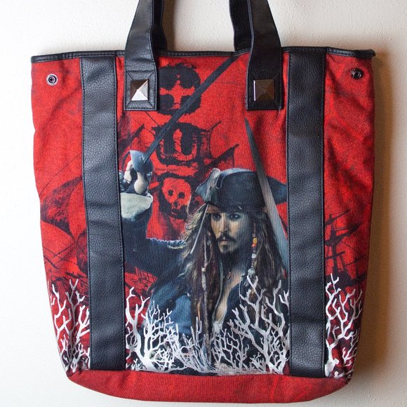Disney | Bags | Disney Pirates Of The Caribbean Tote Bag Jack Sparrow ...